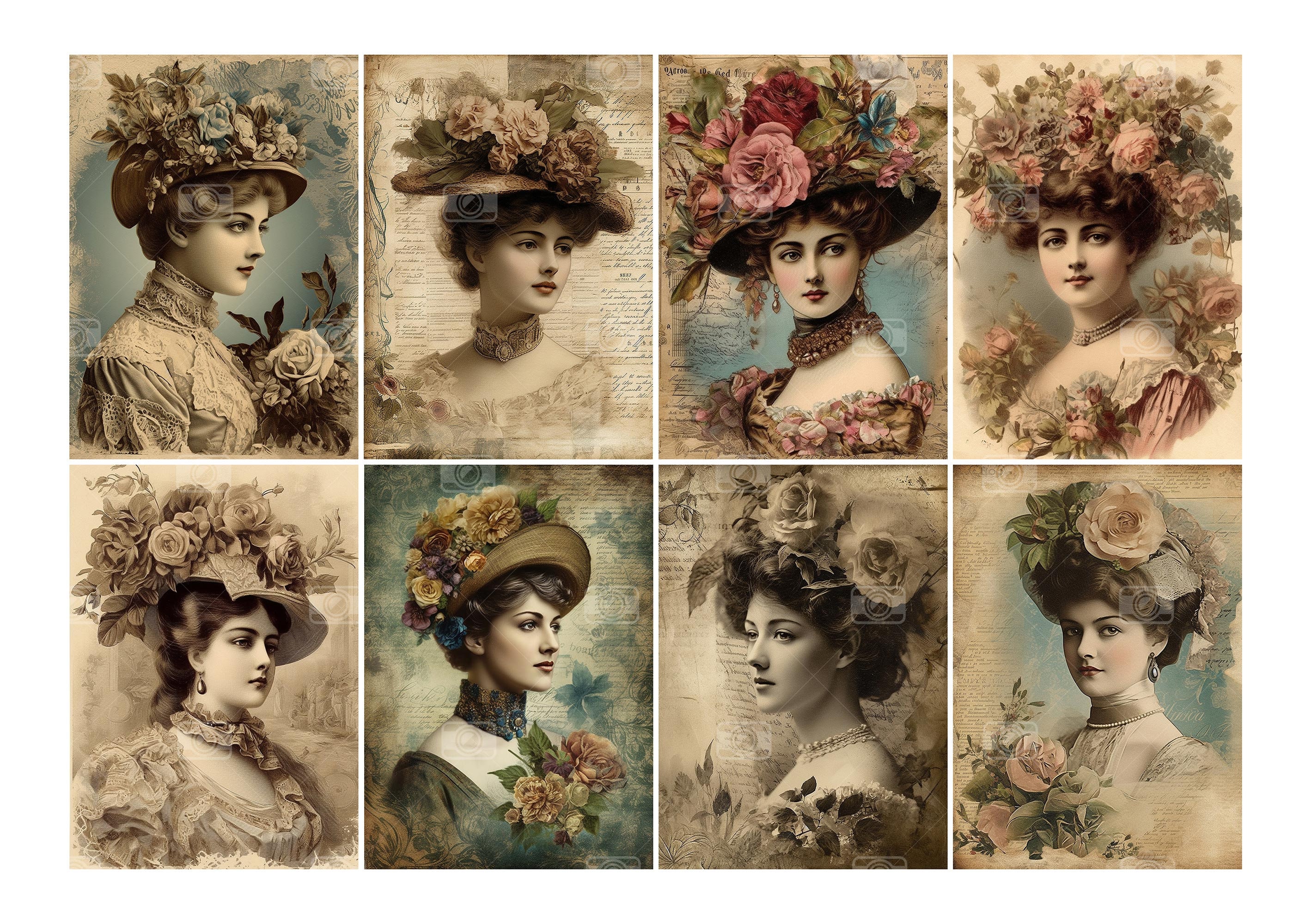 40 Victorian Ladies Mega Bundle Digital ATC Cards, Old Fashioned Woman ...
