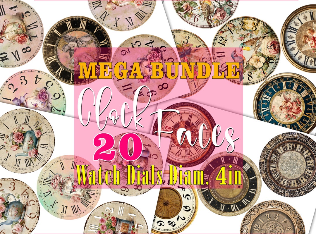 20 Clock Faces Mega Bundle Antique Watch Dials Images for Decoupage ...