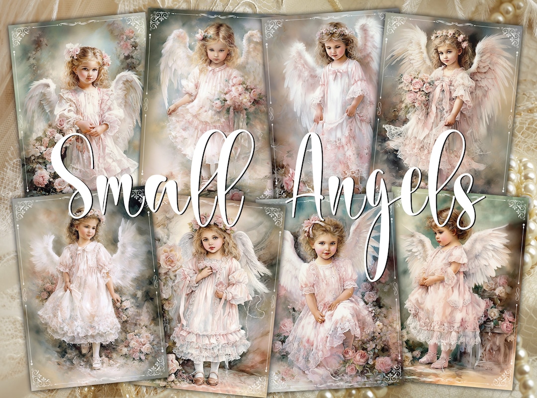 Angel Girl Clipart ATC Printable Cards 8 ACEO Watercolor - Etsy