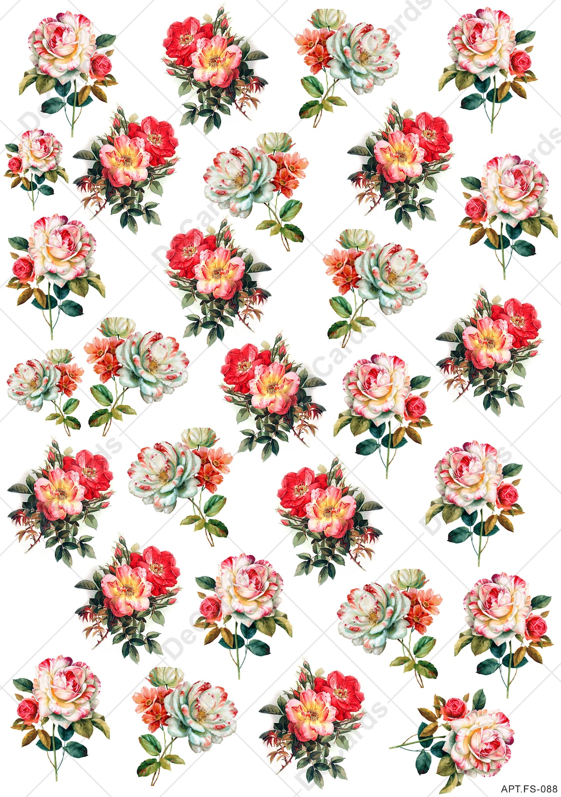 3 Digital Paper Printable Flower Art A4 Sheet Set - 42 Various Sizes ...