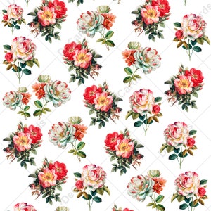 3 Digital Paper Printable Flower Art A4 Sheet Set - 42 Various Sizes ...