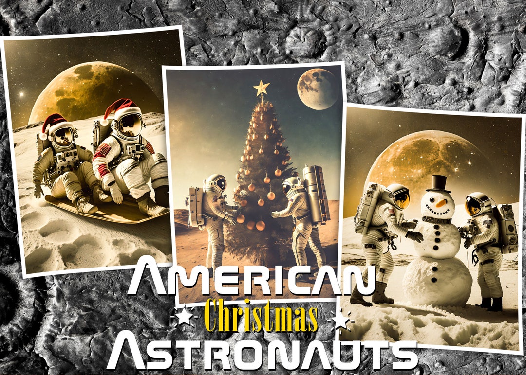 American Christmas Astronauts Digital Paper Pack - 3 AI Generated ...