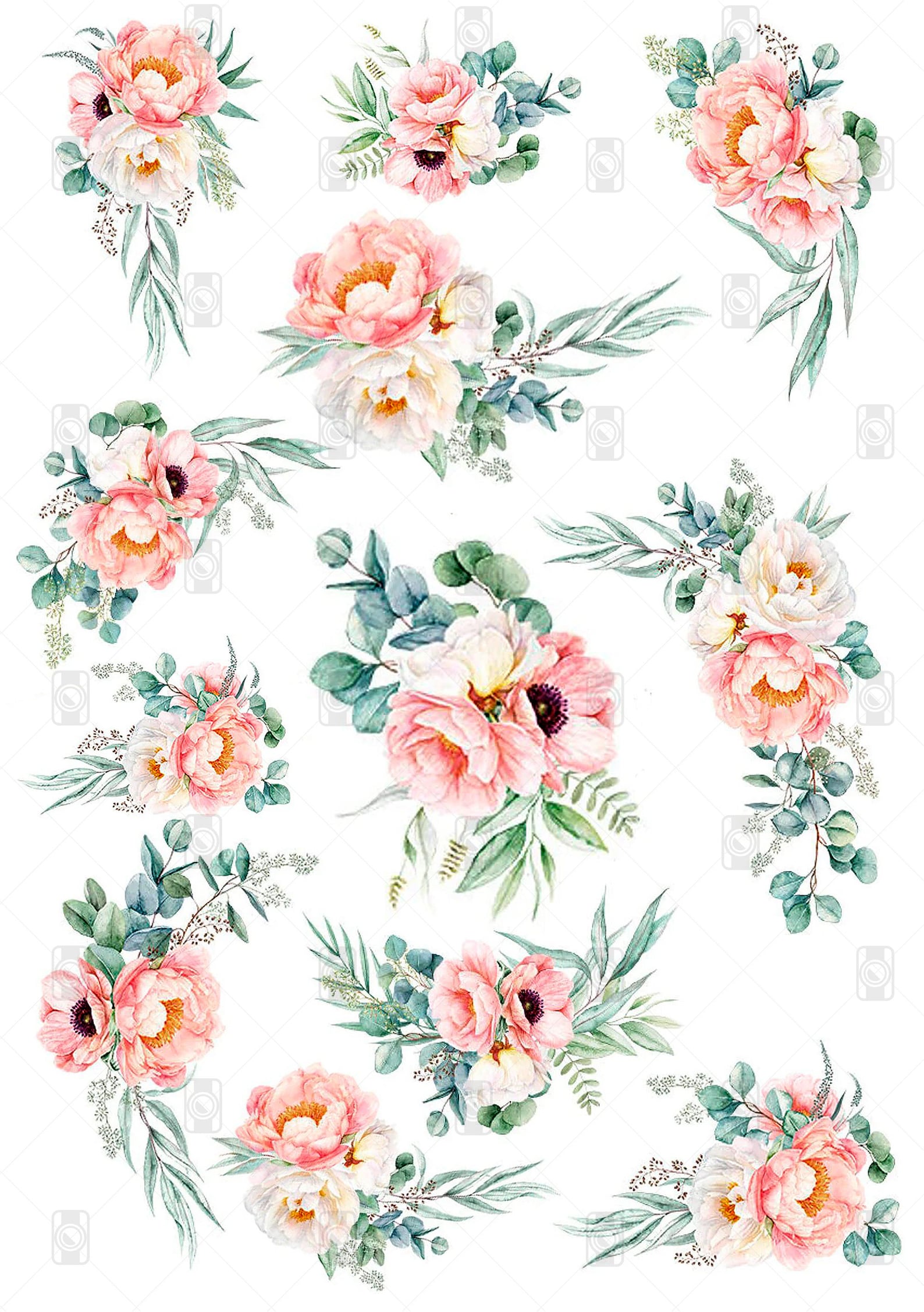 2 Digital Printable Paper "garden Flowers" A4 Sheet - Set of 23 Floral ...