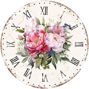 12 Printable Clock Faces - 8", 6", 4" Floral Watercolor Garden Art ...