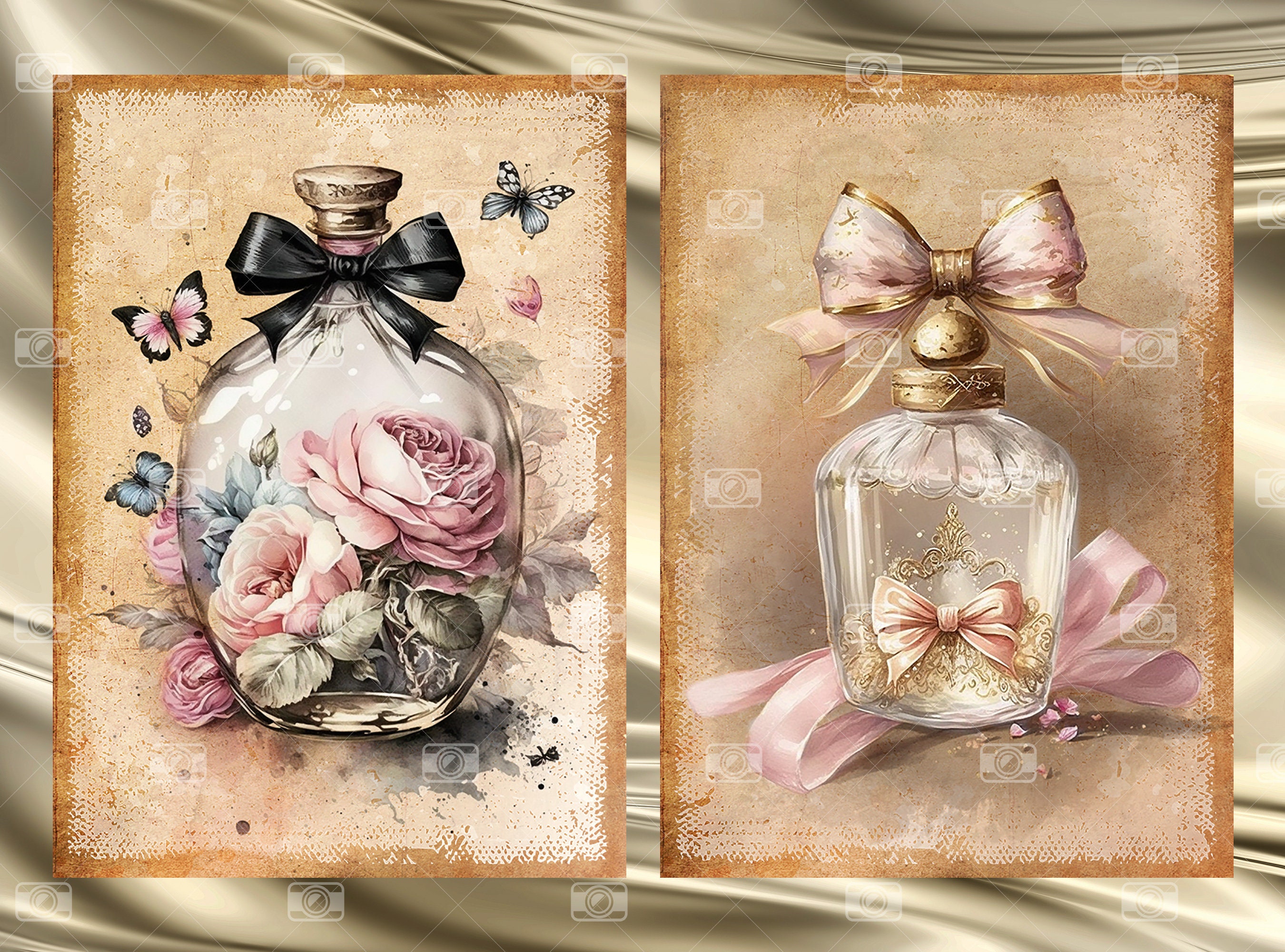Vintage Perfume Bottle Digital ATC Cards 8 Printable ACEO - Etsy