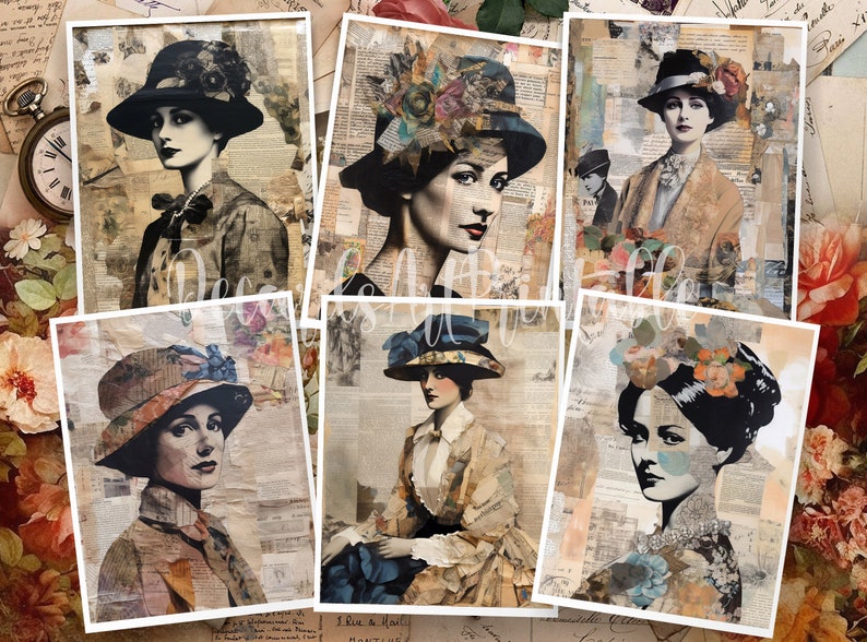 1920s Fashion Vintage Ladies Digital Junk Journal Pages Kit, Retro ...