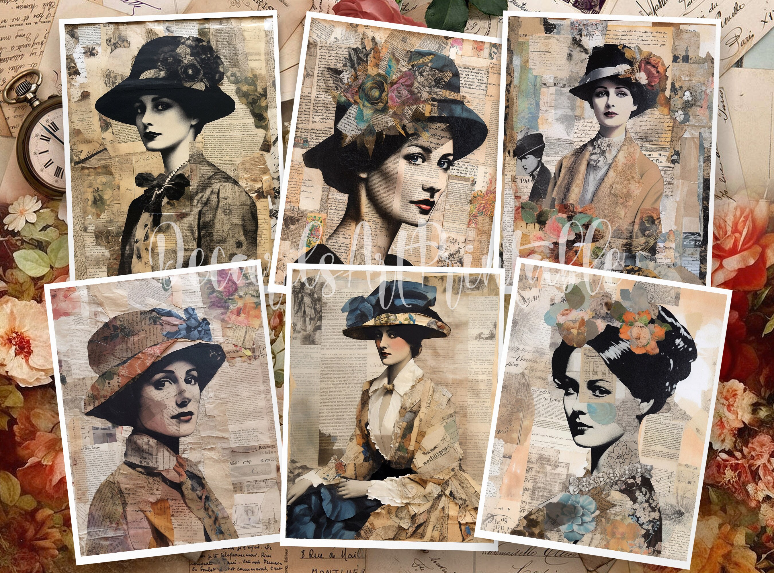 1920s Fashion Vintage Ladies Digital Junk Journal Pages Kit, Retro ...