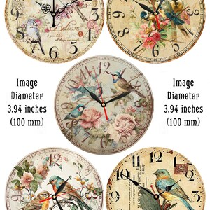 18 Vintage Bird Clock Face - Digital Printable Shabby Chic Victorian ...