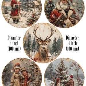 10 Vintage Christmas Victorian Art Round Images PNG and 2 Digital ...