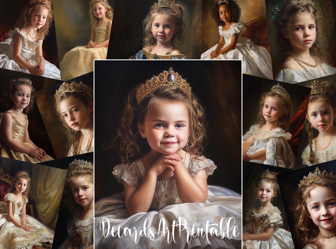 20 Cute Girl Little Princess Digital Paper Pack, Rococo Art Young ...