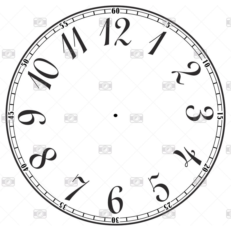 5 Clock Face Svg, Eps, Png, AI Files, Printable Resizable Digital ...