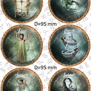 3+1 FREE Digital Paper Printable "vintage Zodiac Signs" A4 Sheet Set ...