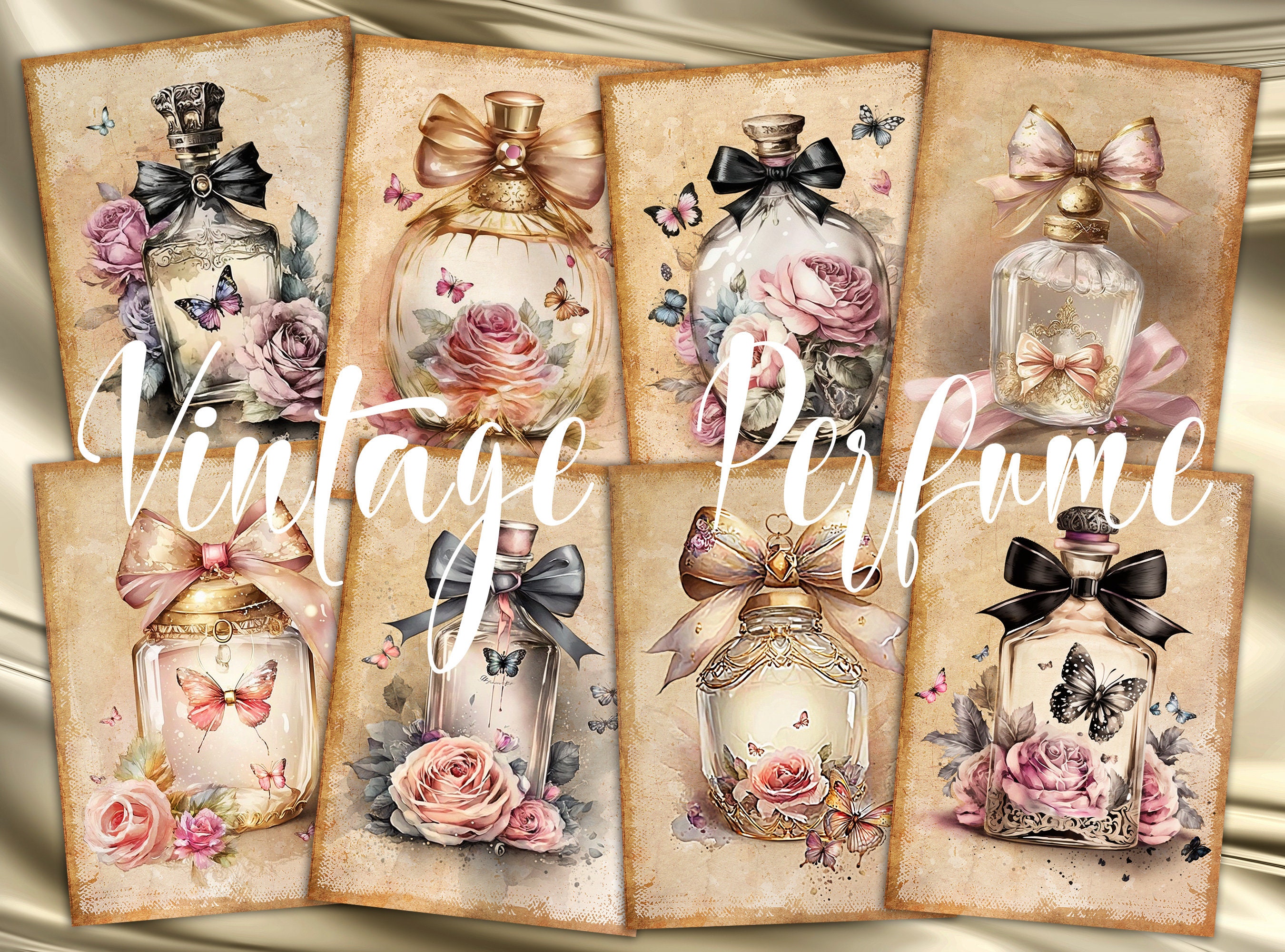 Vintage Perfume Bottle Digital ATC Cards 8 Printable ACEO - Etsy