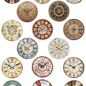 32 Retro Clock Face Dials Kit of 3 Digital Printable A4 Sheets - Ø2 ...