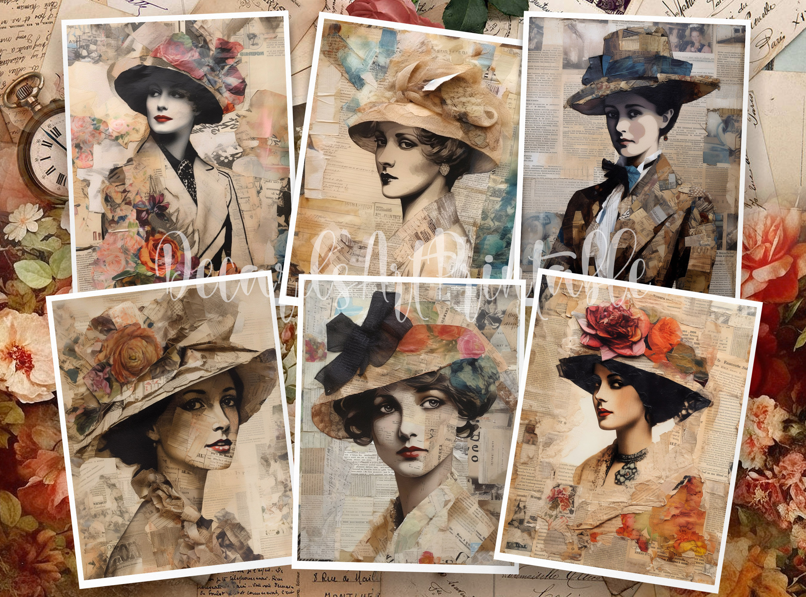 1920s Fashion Vintage Ladies Digital Junk Journal Pages Kit, Retro ...