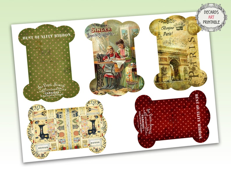 14 Digital Printable Card Ribbon Holder for Sewing Storage - Etsy