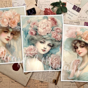 20 Victorian Lady Portraits Shabby Chic Style Digital Paper Pack ...