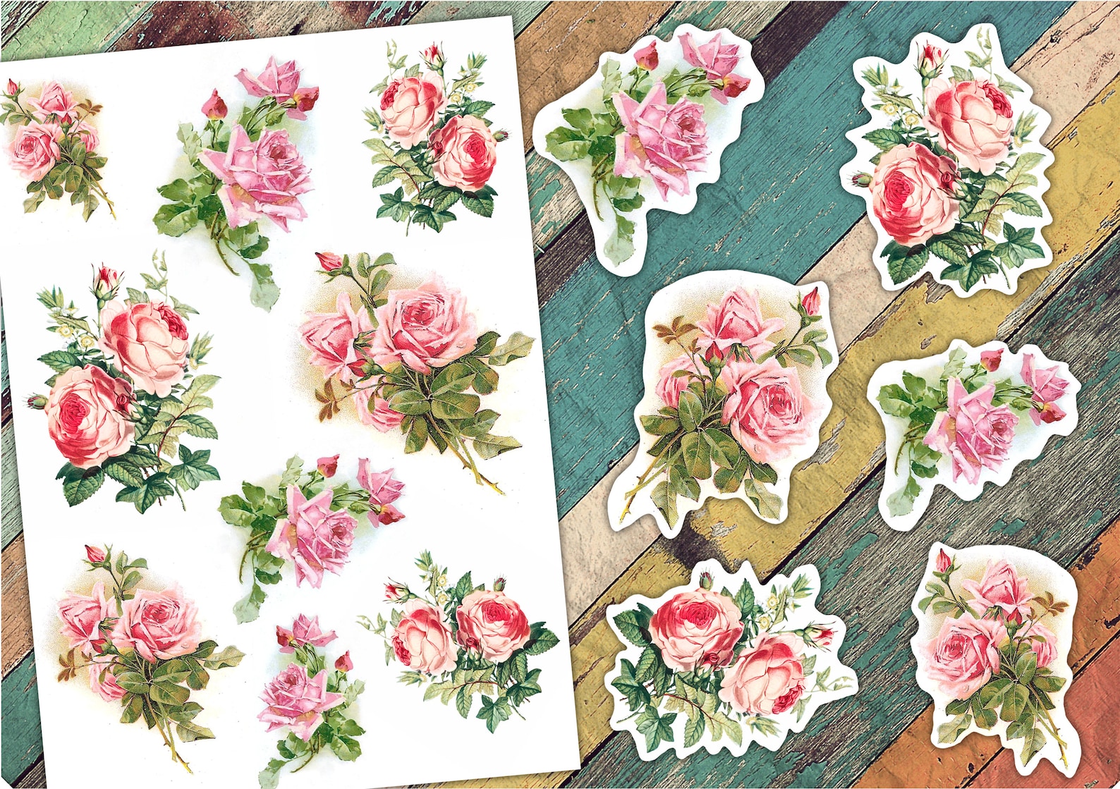 Vintage Shabby Roses Printable Sheets 18 Victorian Floral - Etsy