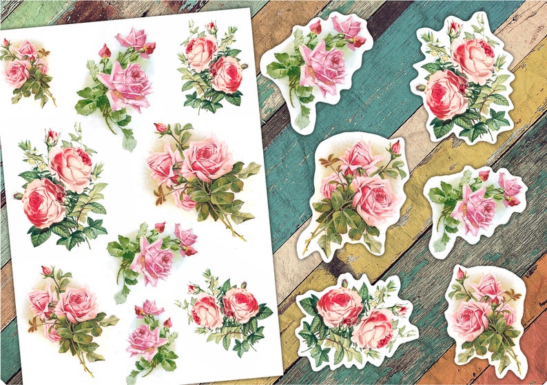 Vintage Shabby Roses Printable Sheets 18 Victorian Floral - Etsy