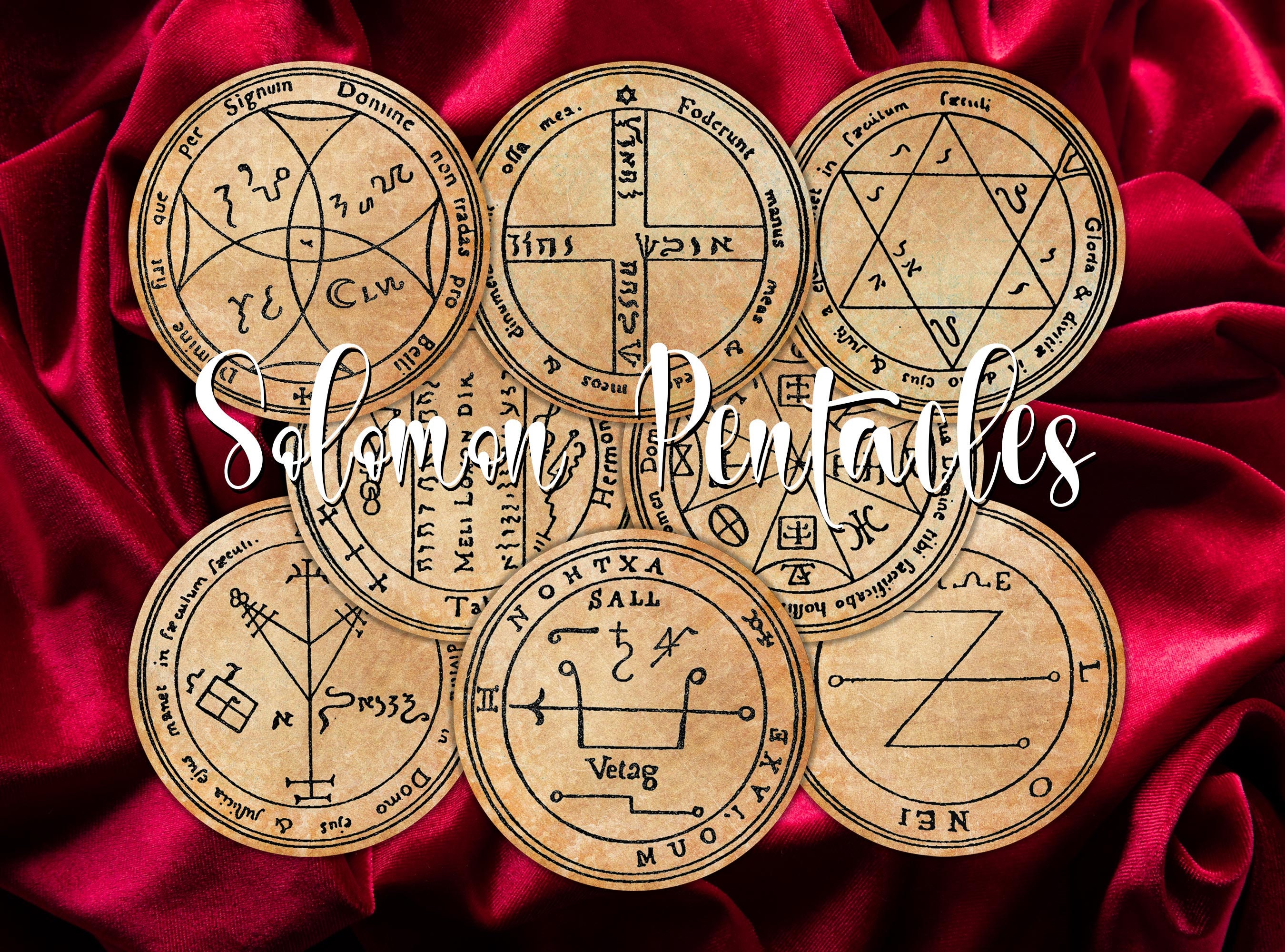 40 imágenes redondas imprimibles del pentáculo del Rey Salomón (Ø 4"-1 ...