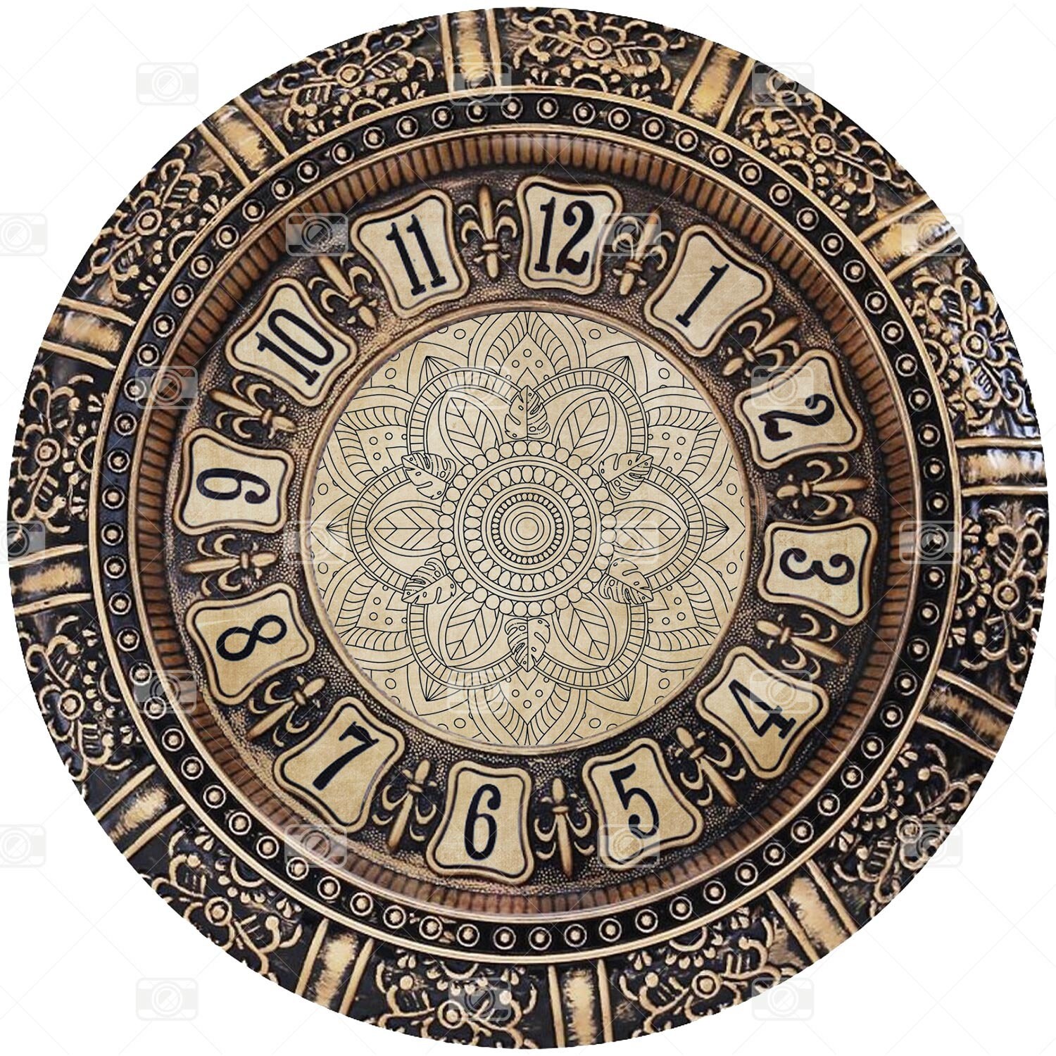 5 Retro Clock Faces 8", 6", 4" Antique Watch Template Images for ...