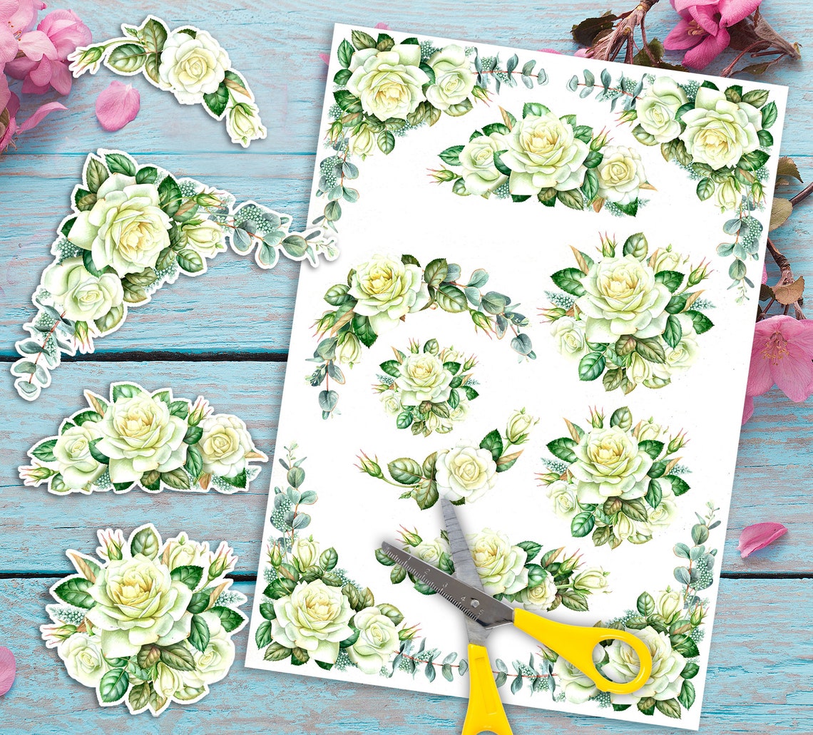 2 Digital Printable Paper "garden Flowers" A4 Sheet - Set of 23 Floral ...