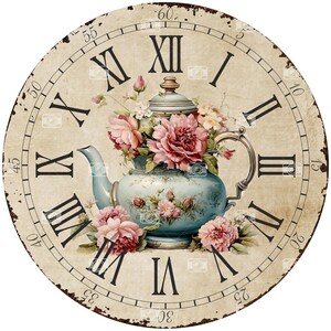 4 Vintage Clock Faces 8", 6", 4" Floral Retro Watch Dials Images for ...