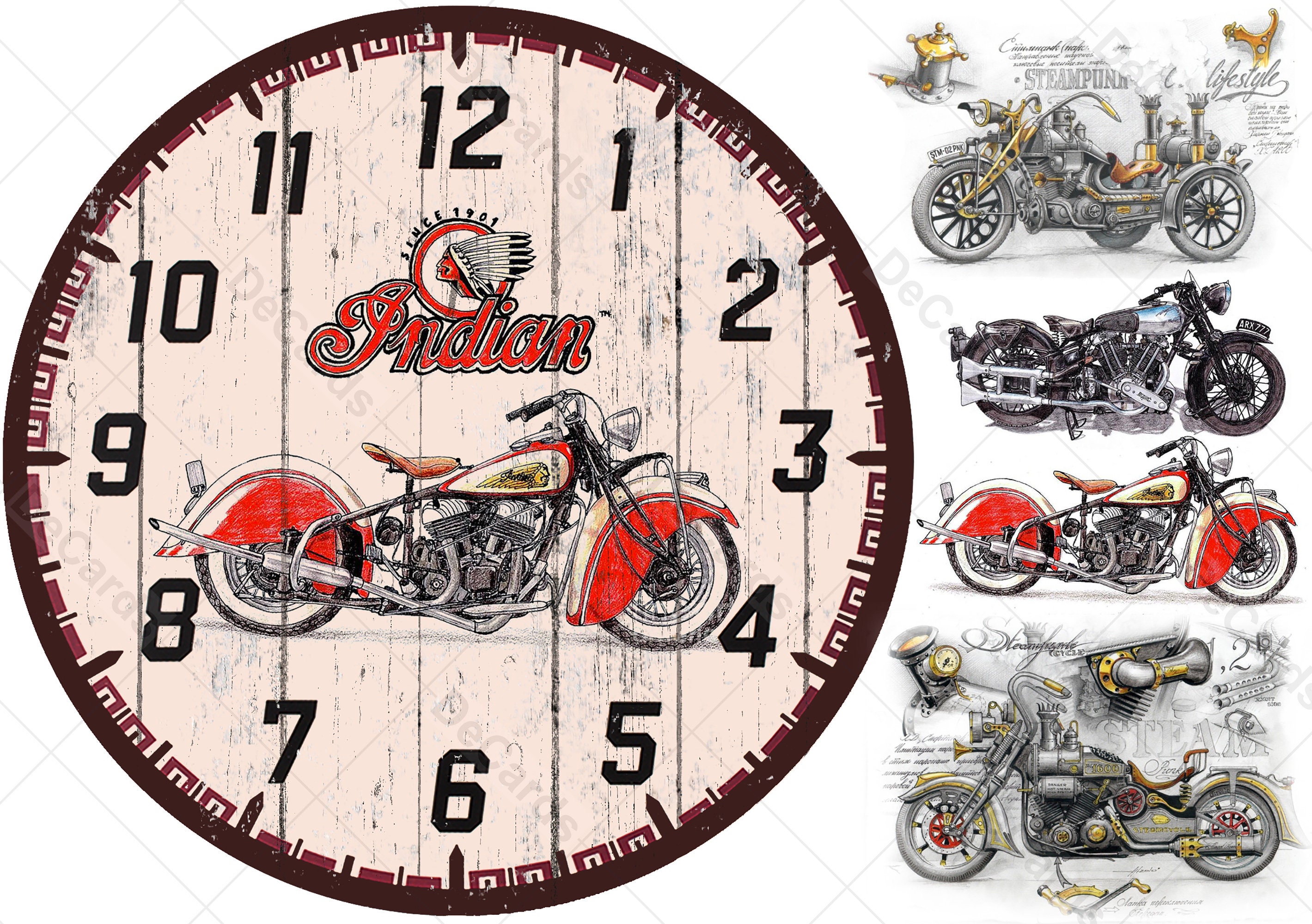 Printable Clock Face Template Large ø7.87 200mm indian Motorcycle for ...