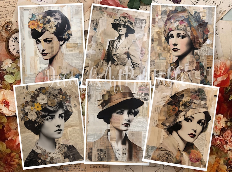 1920s Fashion Vintage Ladies Digital Junk Journal Pages Kit, Retro ...