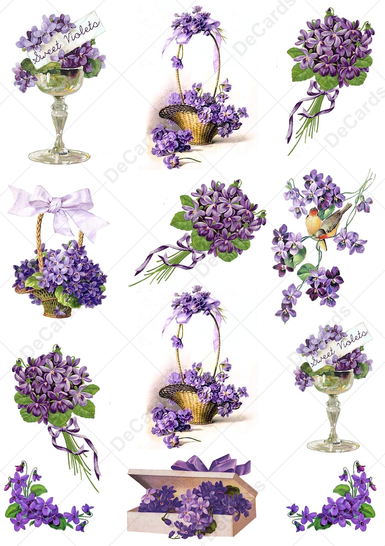 2 Digital Paper Printable Flower Bouquet A4 Sheet Set 24 High ...