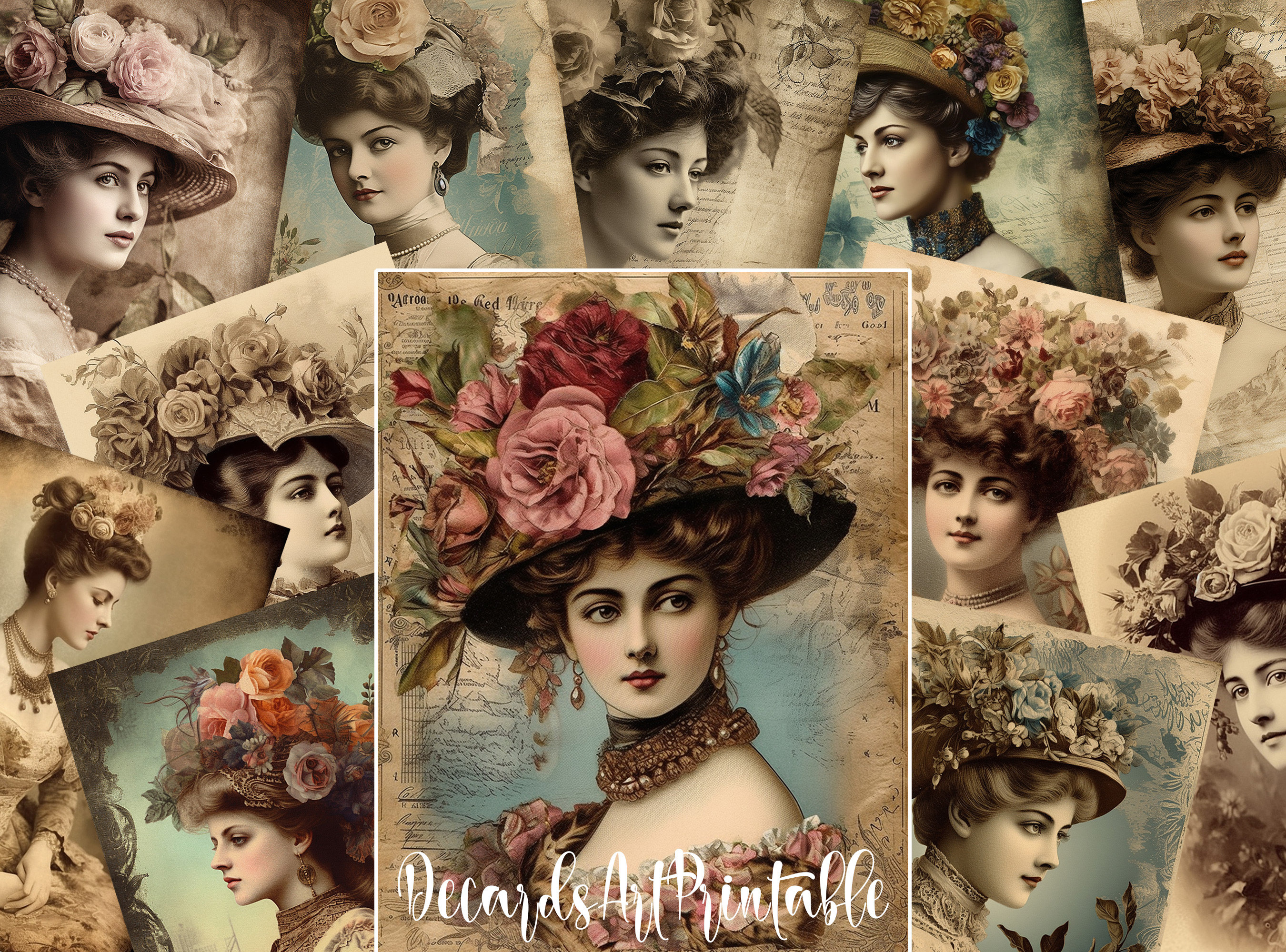 14 Victorian Women Junk Journal Kit, Old Fashioned Ladies Portraits ...