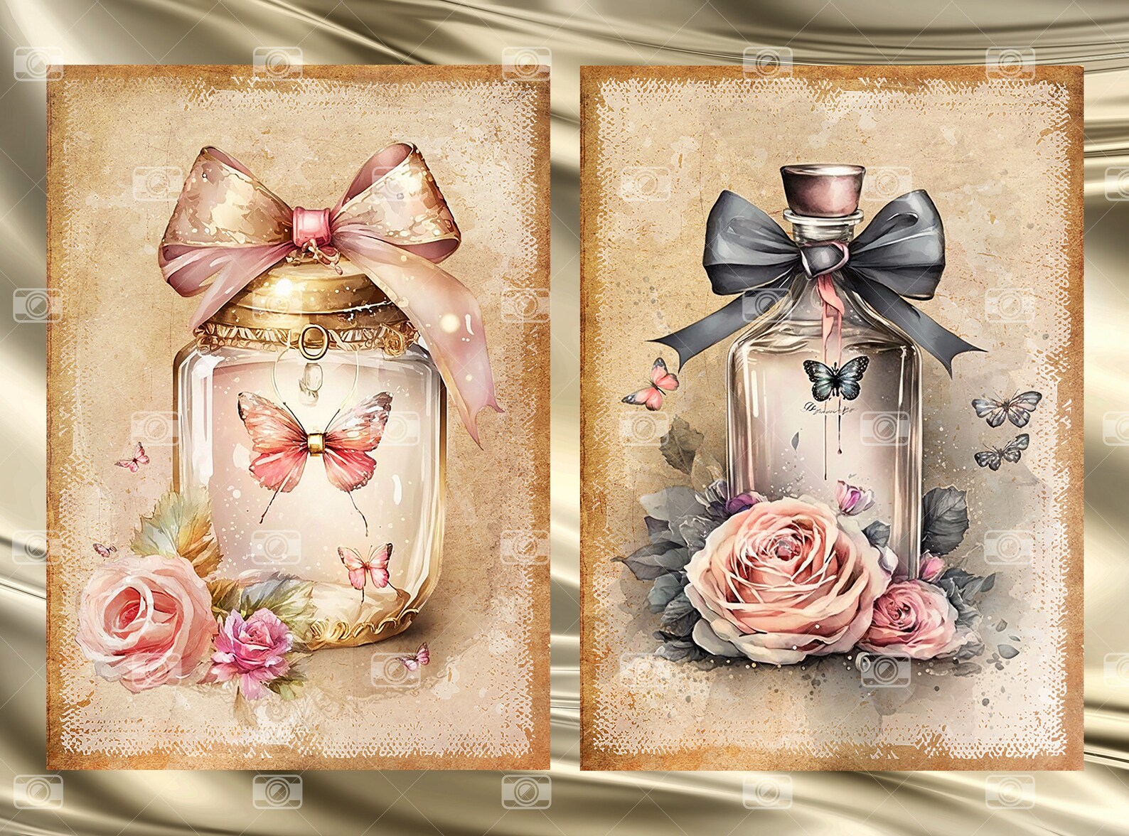 Vintage Perfume Bottle Digital ATC Cards 8 Printable ACEO Shabby Chic ...
