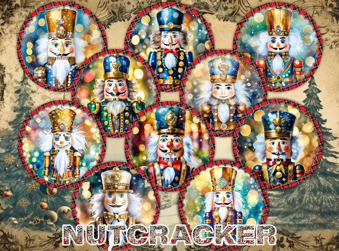 10 Nutcracker Christmas Fairy Art Round Images PNG and 3 Digital ...