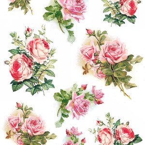 Vintage Shabby Roses Printable Sheets - 18 Victorian Floral Ephemera ...