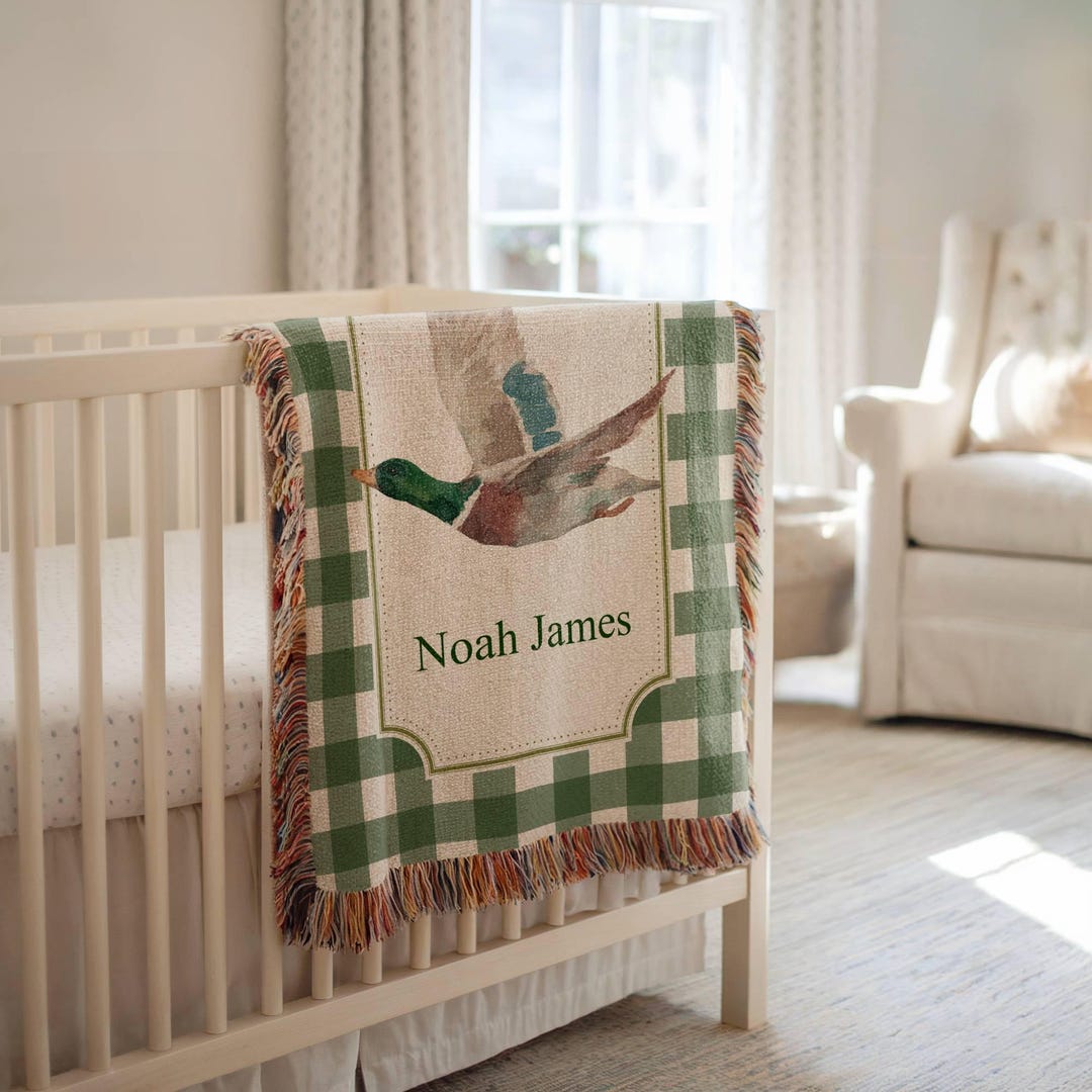 Mallard Baby Boy Personalized Blanket Hunting Theme Duck Throw ...