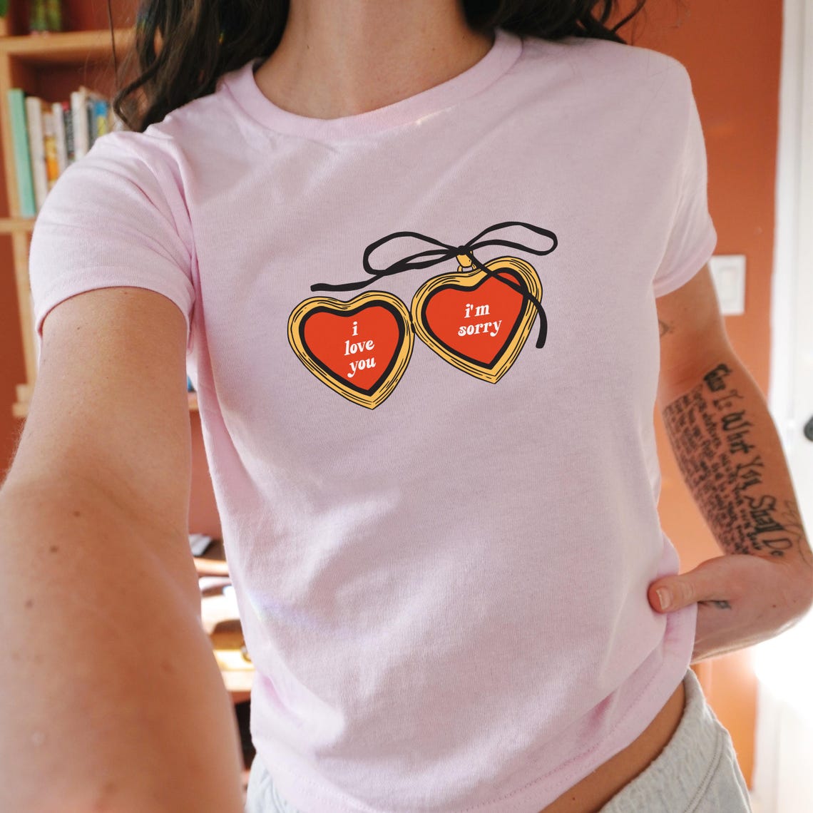 I Love You I'm Sorry Baby Tee Heart Locket Womens Crop Top TSOU Merch ...