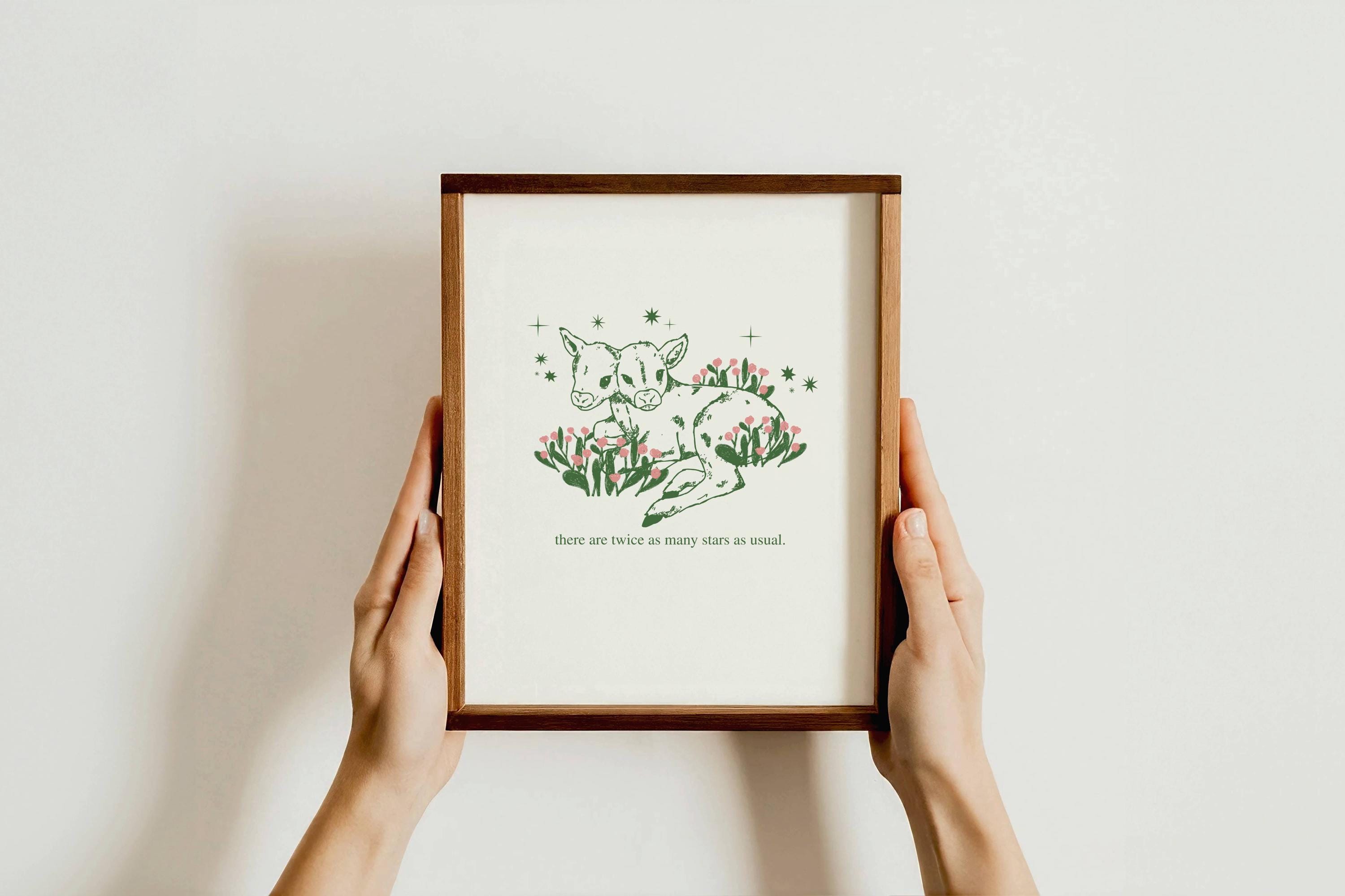 Two Headed Calf Poem Digital Print Cottagecore Cute Farm Animal Poster ...