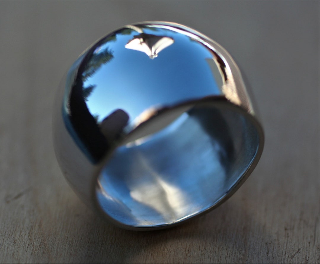 CONVEX DOMED BAND Luscious Argentium Silver Bright Polish or Satin ...