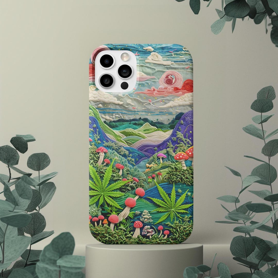 Psychedelic Forest Weed Mushroom Phone Case Trippy Art Surreal Colorful ...
