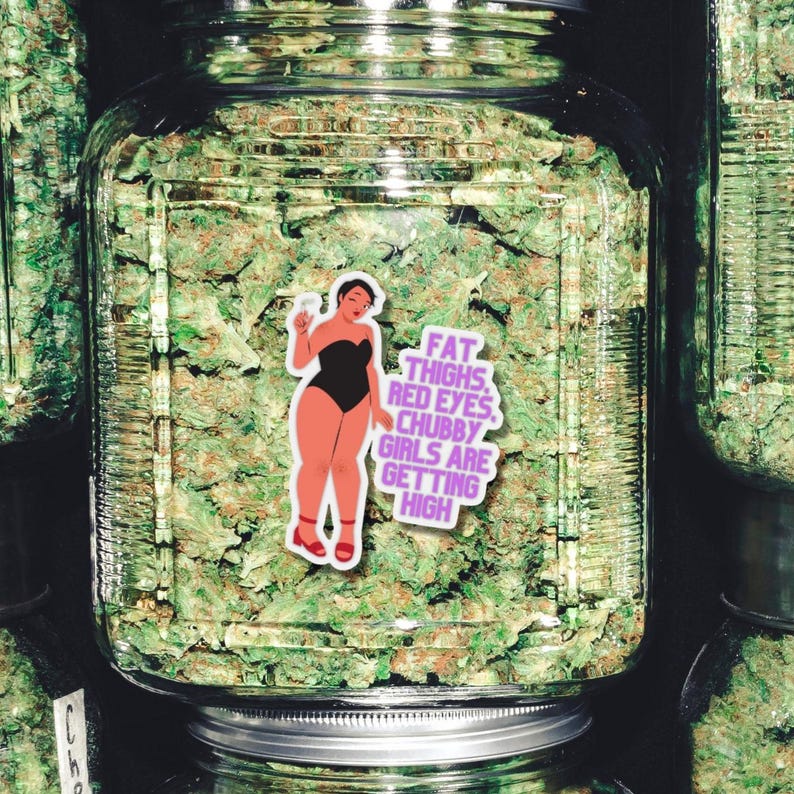 Fat Stoner Girl Vinyl Sticker - Body Positive Weed Art Decal - Etsy