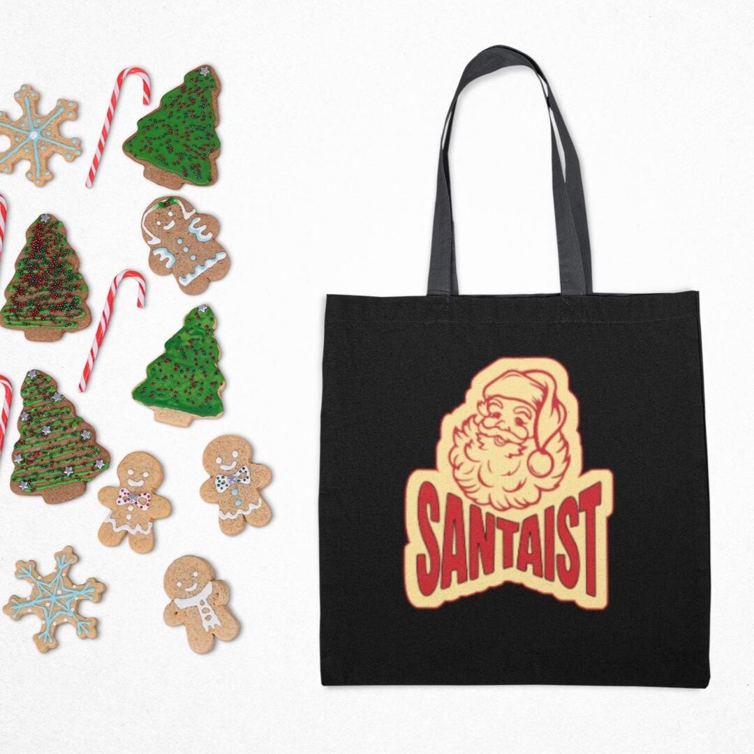 Santaist Retro Santa Tote Bag Funny Christmas Vintage Holiday Shopping ...