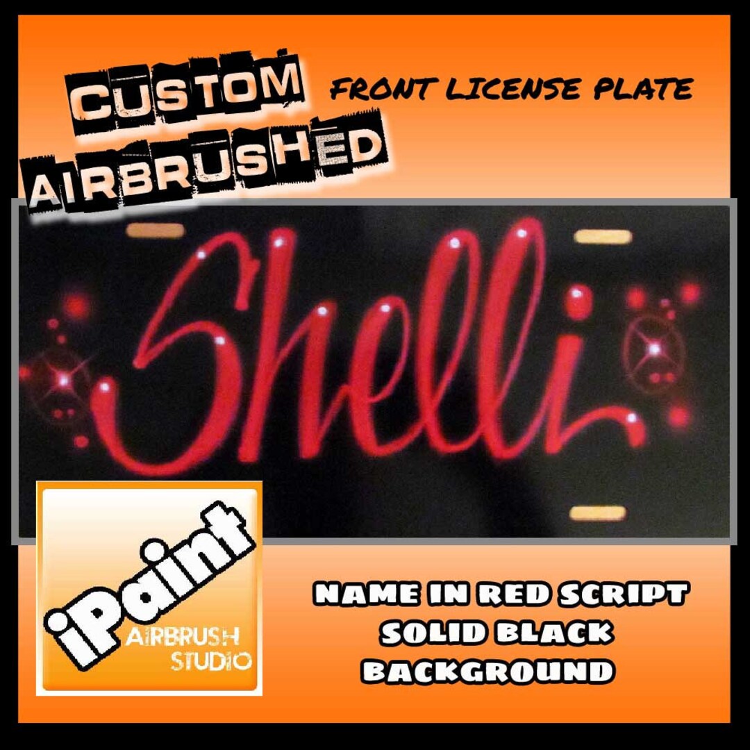 Airbrush License Plate | Personalized Airbrushed Car Tag | Custom Black ...