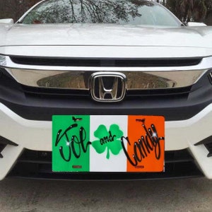 Custom Airbrushed Irish Flag License Plate | Green Four-leaf Clover Car ...
