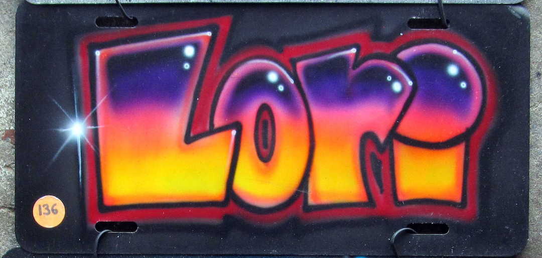 Custom Airbrushed Name License Plate: Multi-color Car Tag - Etsy