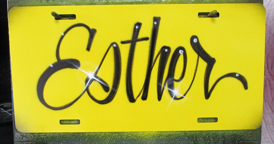 Airbrush License Plate Name Script Personalized Car Tag Gift for Her ...