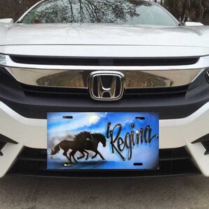 Custom Airbrushed Horses Running // Any Name // Front License Plate ...