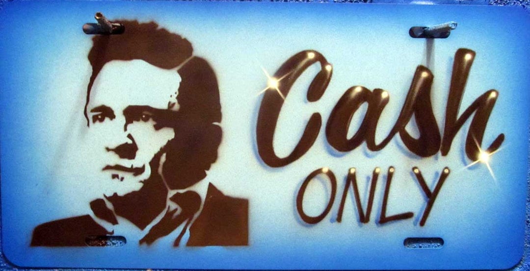 Cash Only Sign Airbrushed Johnny Cash Custom Metal Signage - Etsy