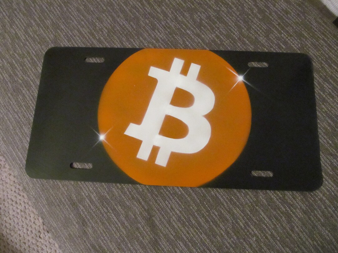 Bitcoin Logo Airbrushed License Plate | Crypto Car Accessory | Black ...