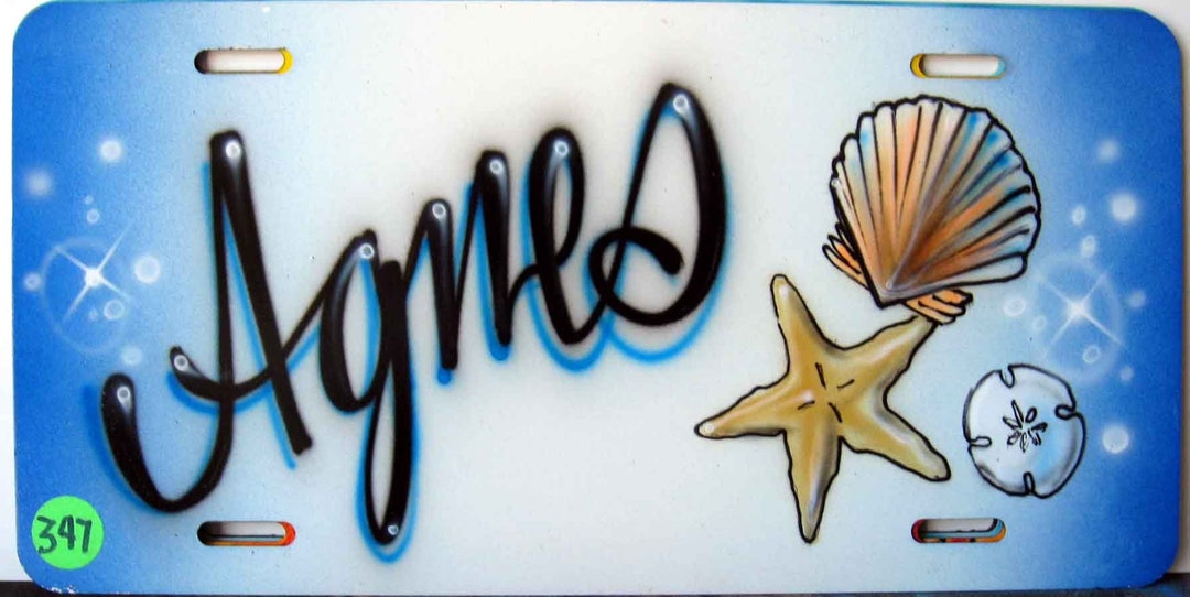 Airbrushed Car Tag Seashells Beach Ocean Themed Front License Plate ...