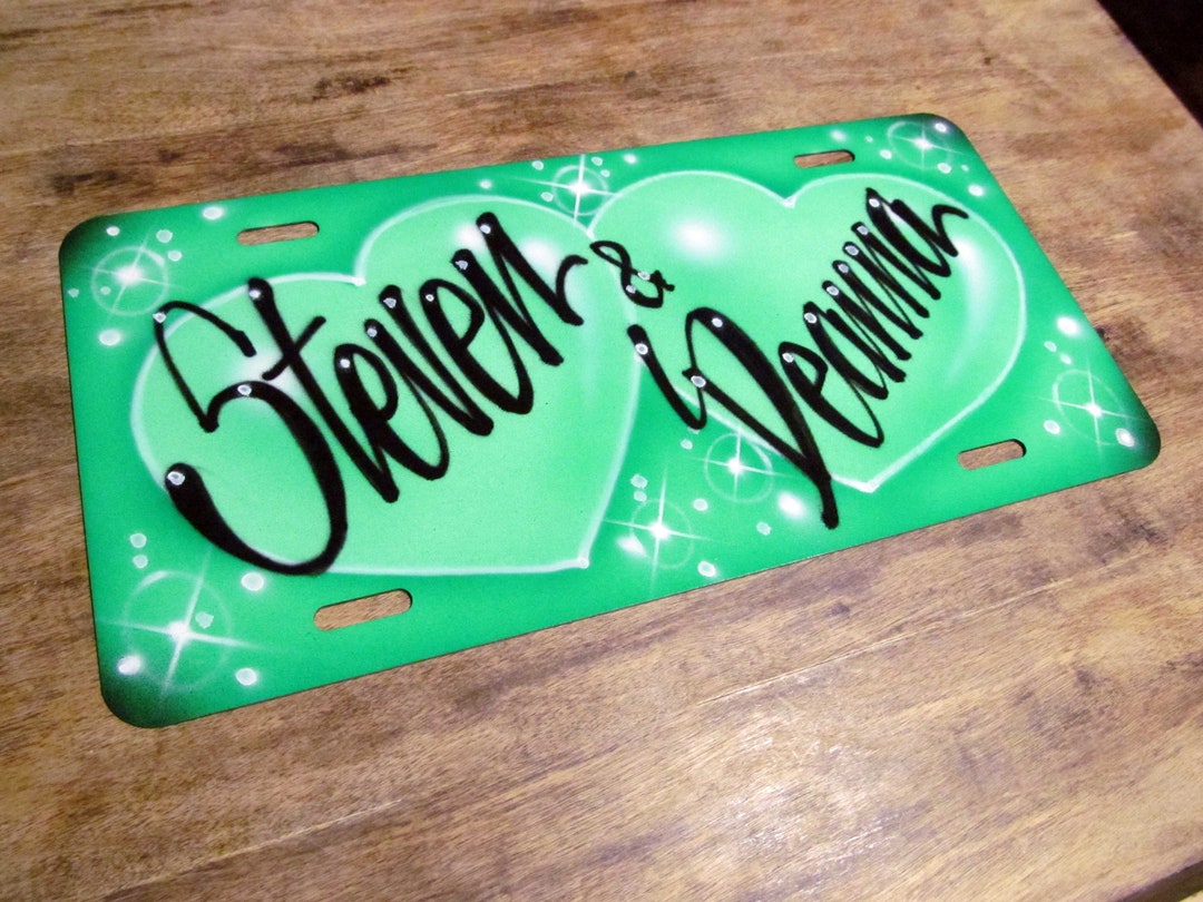 License Plate Custom Airbrushed Personalized License Plate Gift Double ...